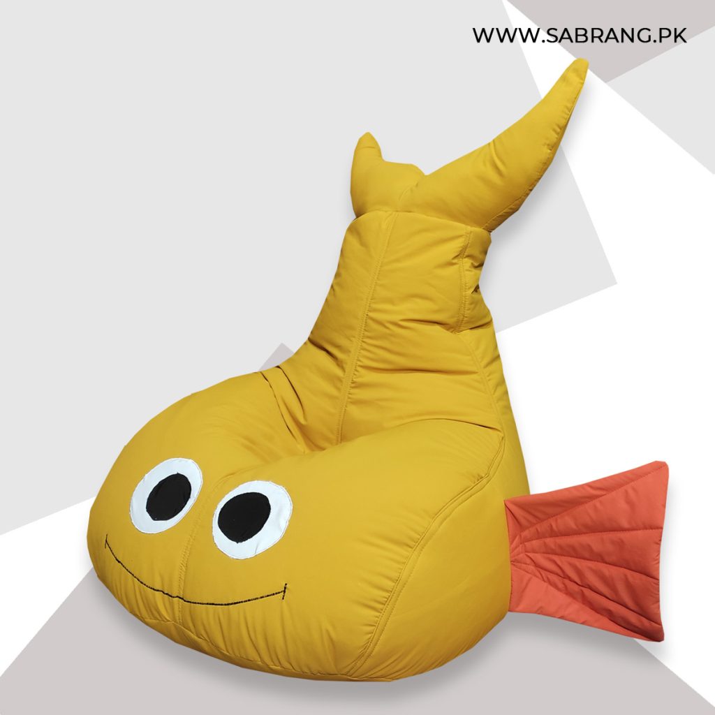 GIANT SIZE FISH KIDS COMFY BEAN BAG YELLOW - Sabrang
